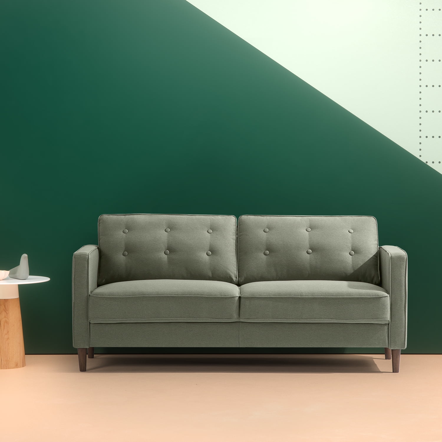 Zinus 74 Lauren Sofa Couch Green Polyester