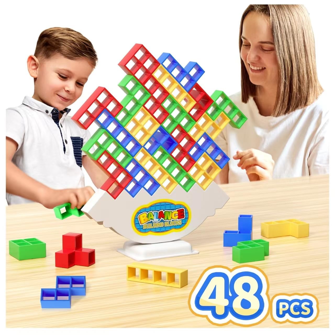 Ziogogco 48 Pcs Game TSF6 Gifts, Balance Stacking Blocks Game，Perfect ...