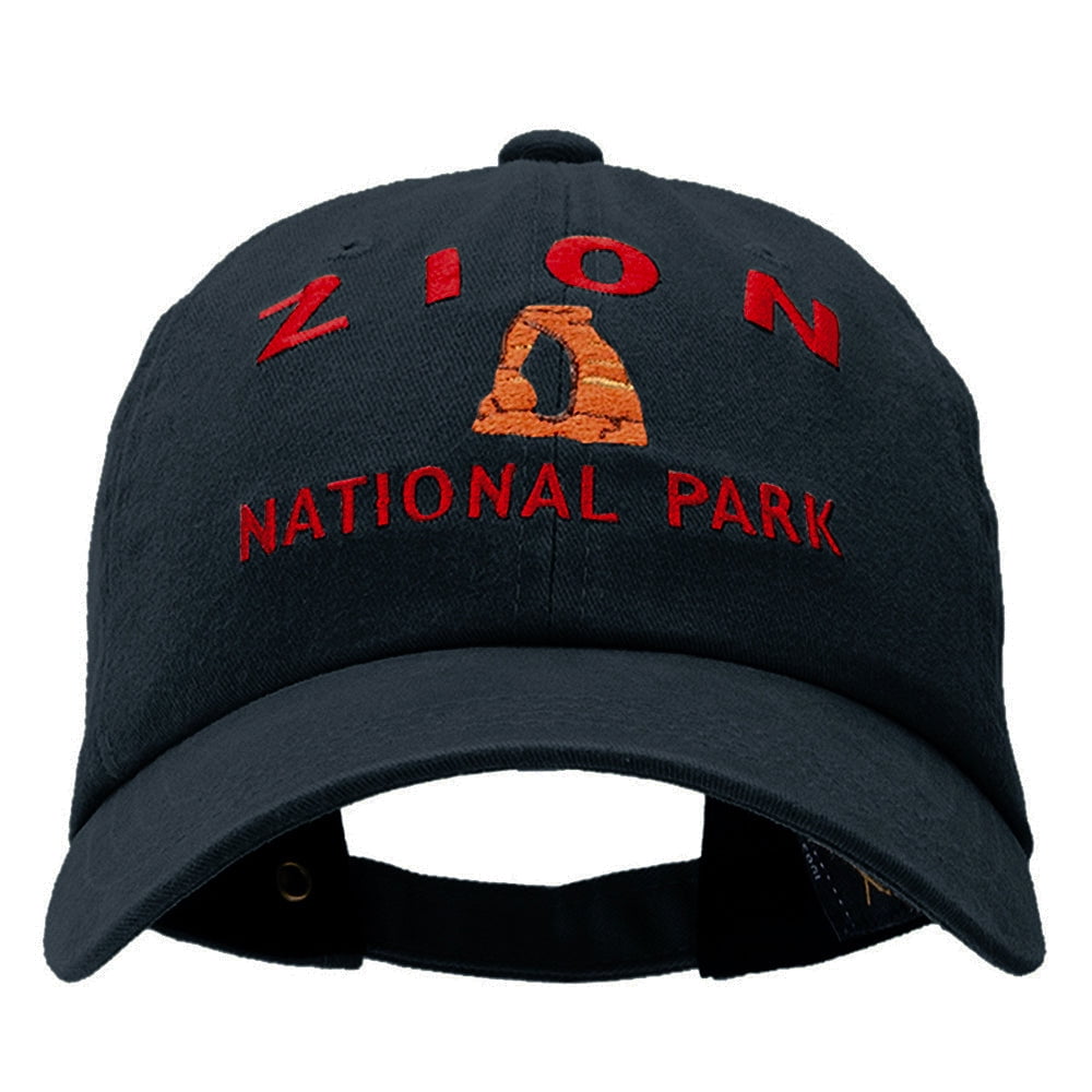 Zion Embroidered Unstructured Pigment Dyed Cotton Cap - Navy OSFM ...