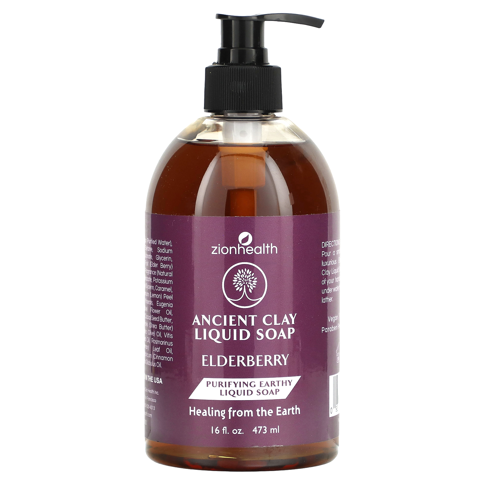 Zion Health Ancient Clay Liquid Soap, Elderberry, 16 fl oz (473 ml ...