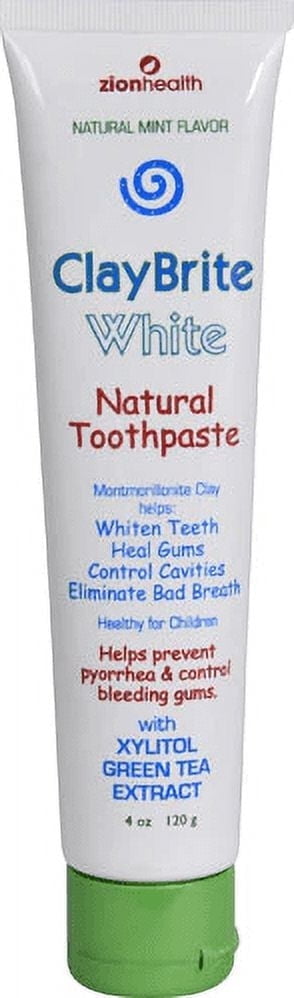 Zion Health ClayBrite White Natural Toothpaste with Xylitol Green Tea ...