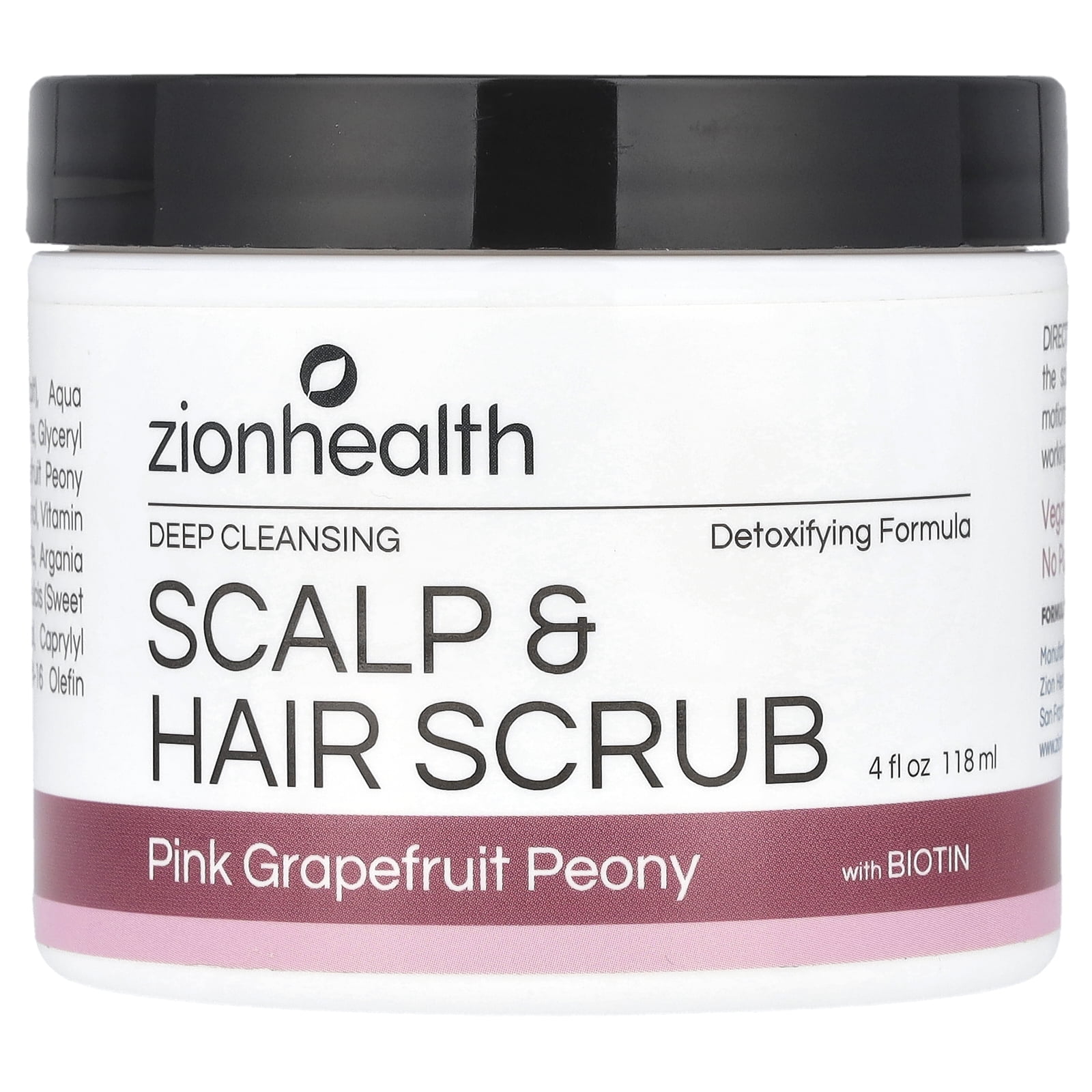 Zion Health Scalp & Hair Scrub with Biotin, Pink Grapefruit Peony, 4 fl ...