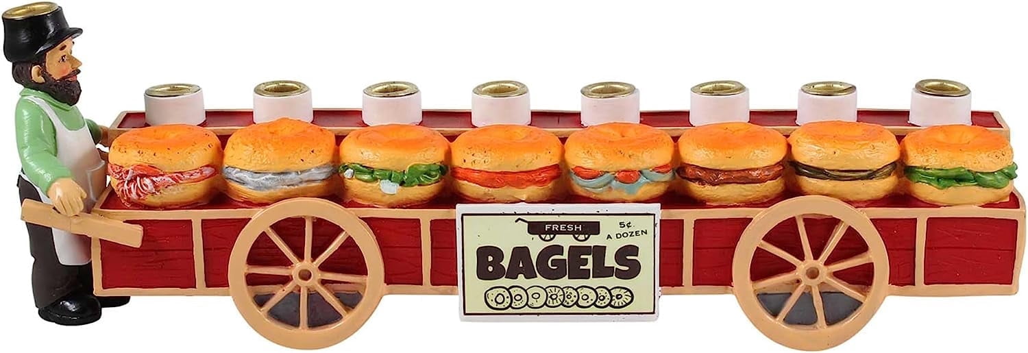 Zion Judaica Bagels and Lox Menorah - Merchant and Sandwiches Cart ...
