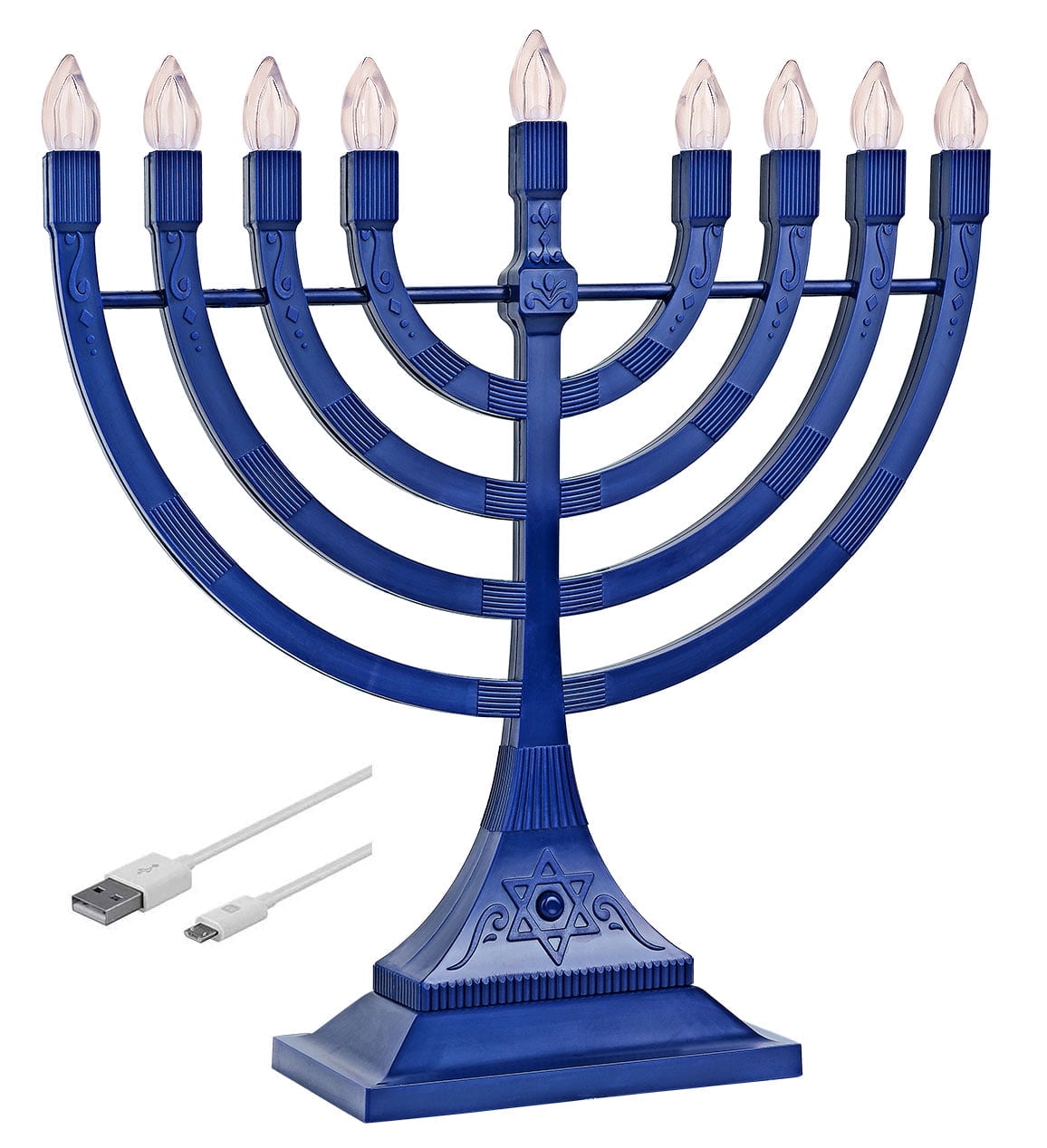 Zion Judaica LED Electric Menorah, Flameless Chanukkah Candles, USB ...