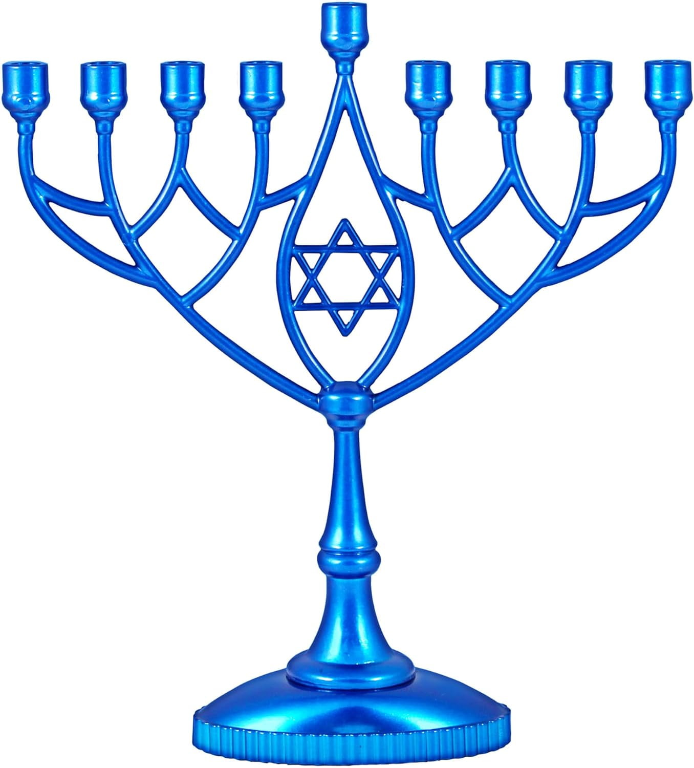 Zion Judaica Silver Plated 9-Branch Menorah, Classic Geometric Design ...