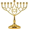 Zion Judaica Gold Geometric Menorah, Silver Plated, Fits Standard ...