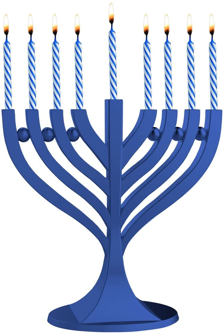 Zion Judaica Classic Mini Menorah with Hanukkah Candle Set - Dark Royal ...