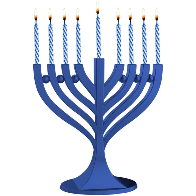 Zion Judaica Classic Mini Menorah with Hanukkah Candle Set - Dark Royal ...