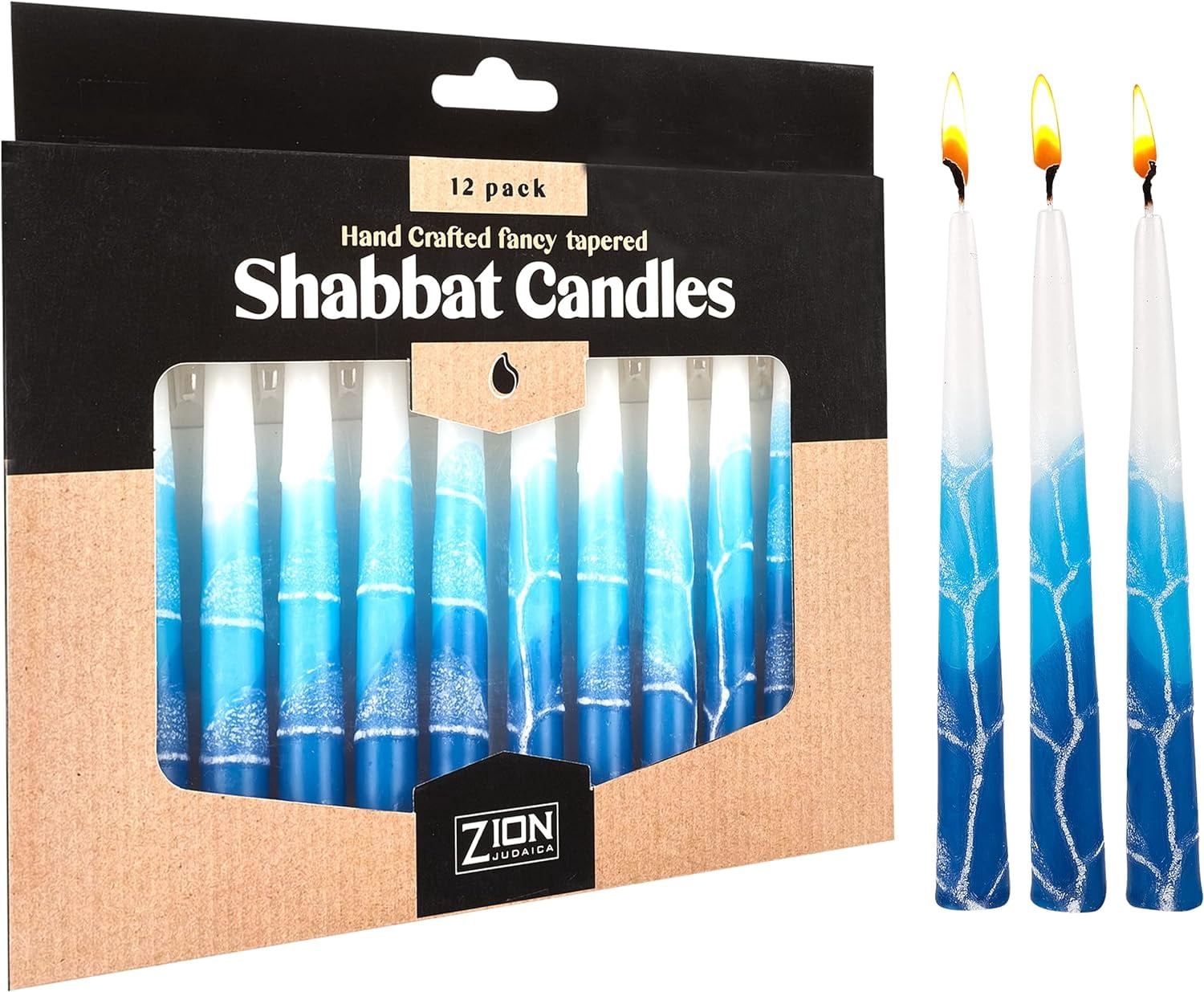Zion Judaica Decorative Shabbat Candles 5.5" Dripless Artistic Candles ...
