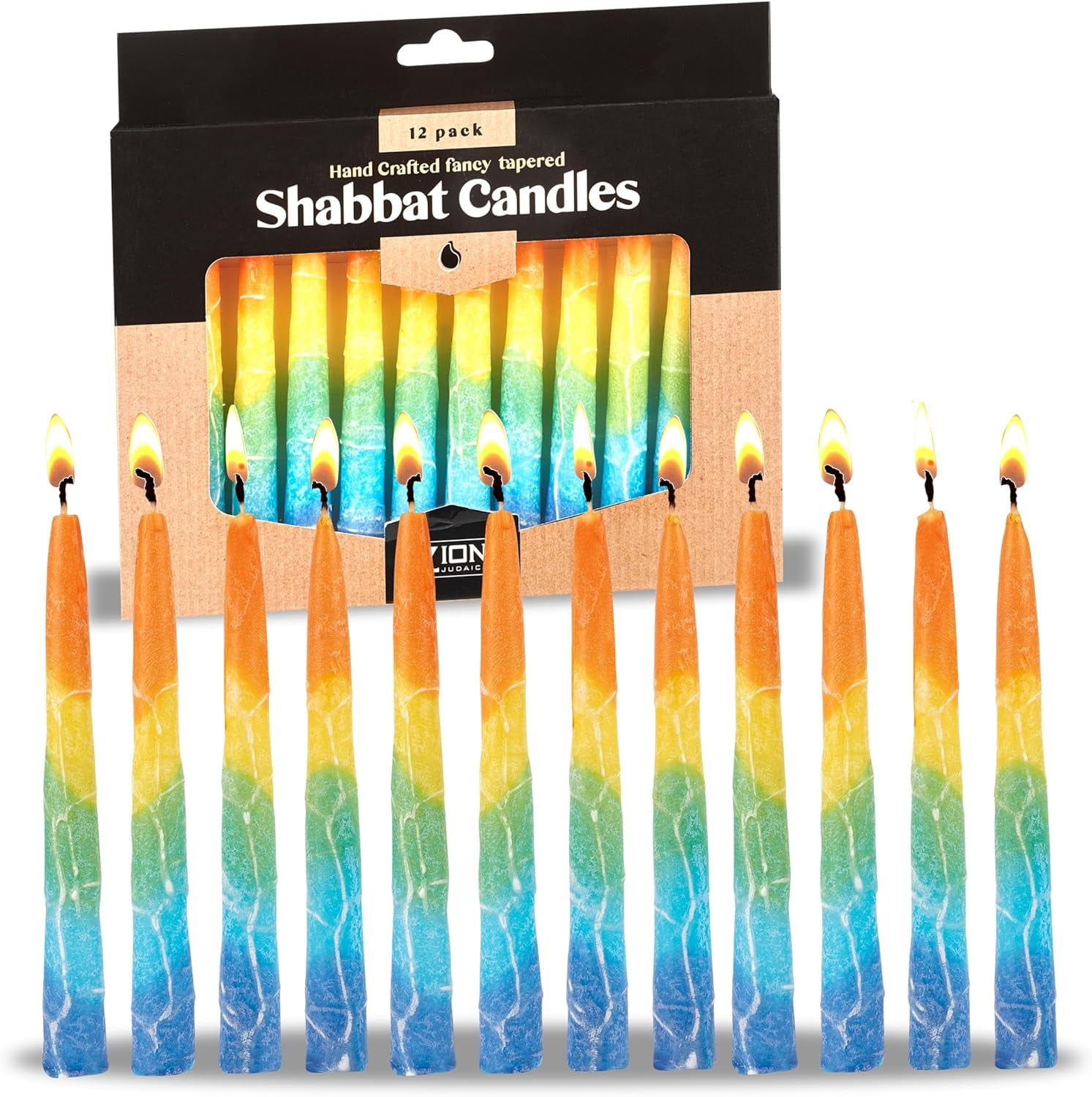 Zion Judaica Decorative Shabbat Candles Non Drip 5.5" Hand Crafted ...