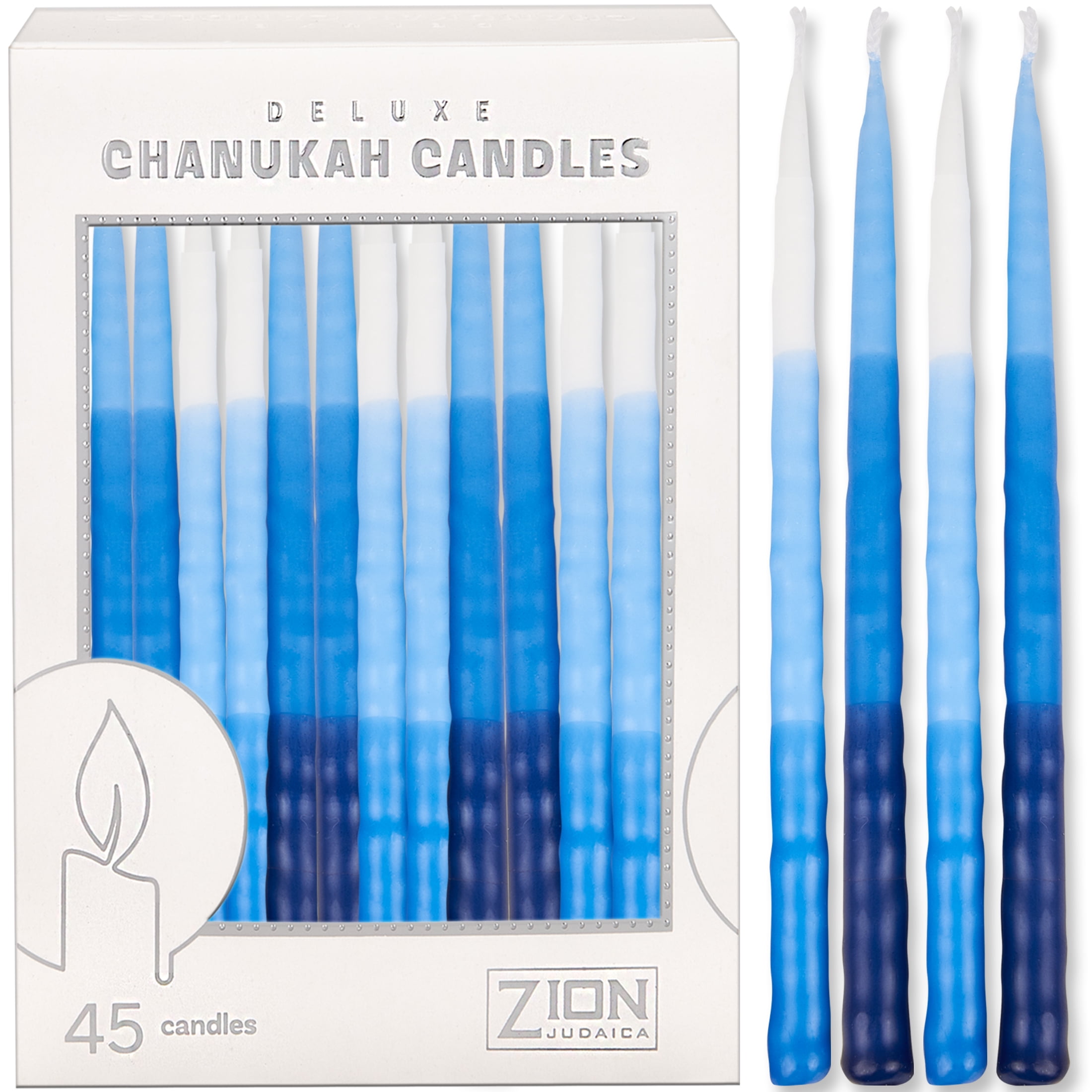 Zion Judaica Dripless Hanukkah Candles for Menorah Set of 45 Tri-Shades ...