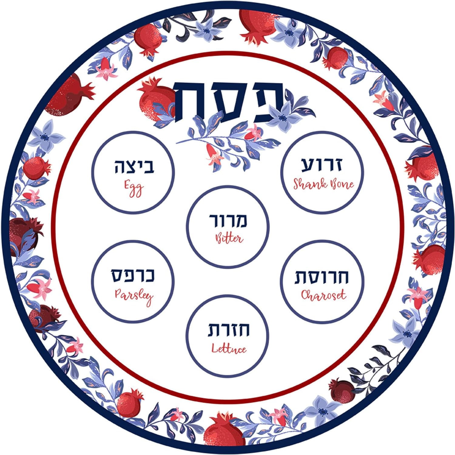 Zion Judaica Elegant Melamine Pesach Seder Plate Vibrant Red ...