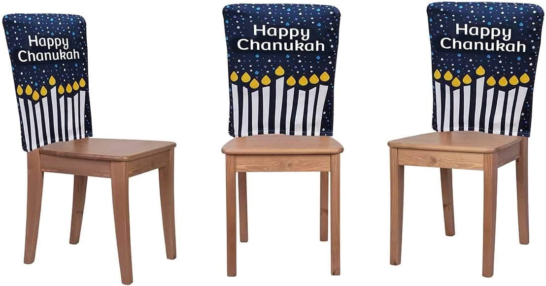 Zion Judaica Hanukkah Chair Covers, Microfiber Menorah DÃ©cor, Vibrant ...
