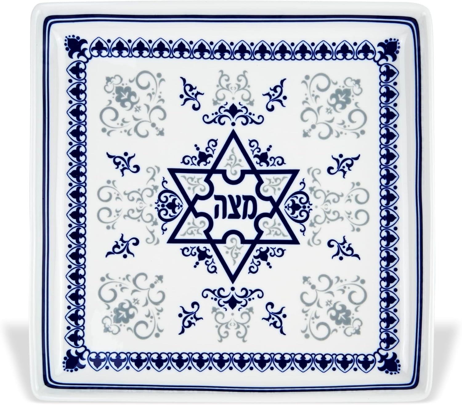 Zion Judaica Passover Square Matzah Plate Porcelain 10.75" Square Matzo ...