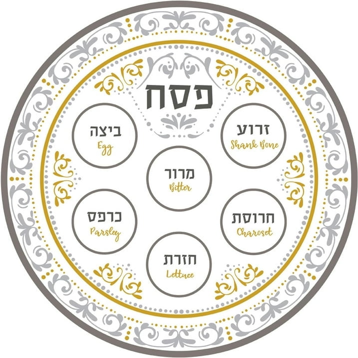 Zion Judaica Renaissance Passover Seder Plates Gold and Silver Floral ...
