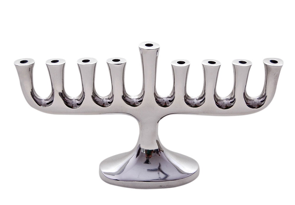 Zion Judaica Sleek Modern Menorah, High Polished, Traditional Candle ...