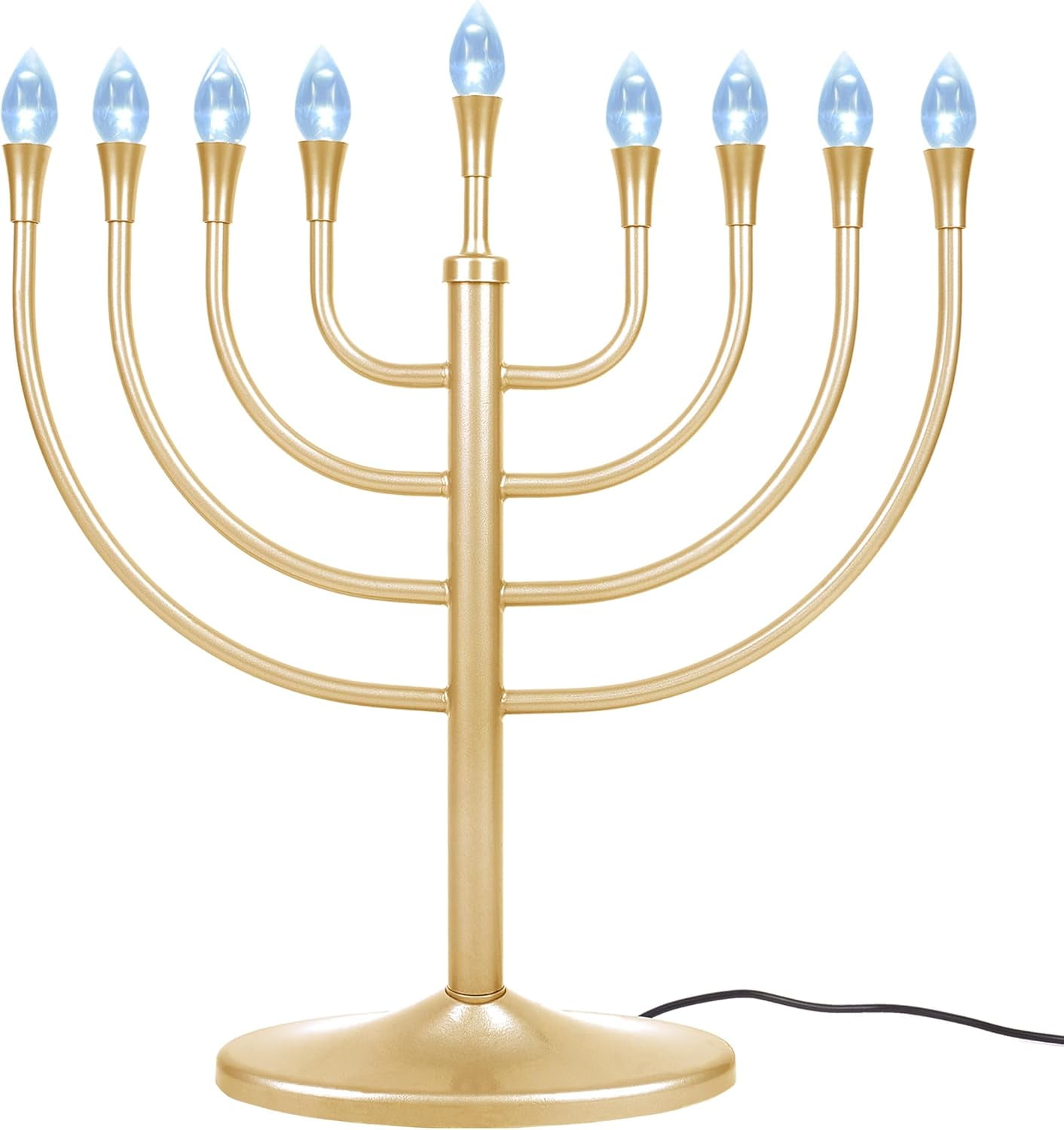 Zion Judaica Traditional Gold Tone Electric Menorah with LED Lights ...