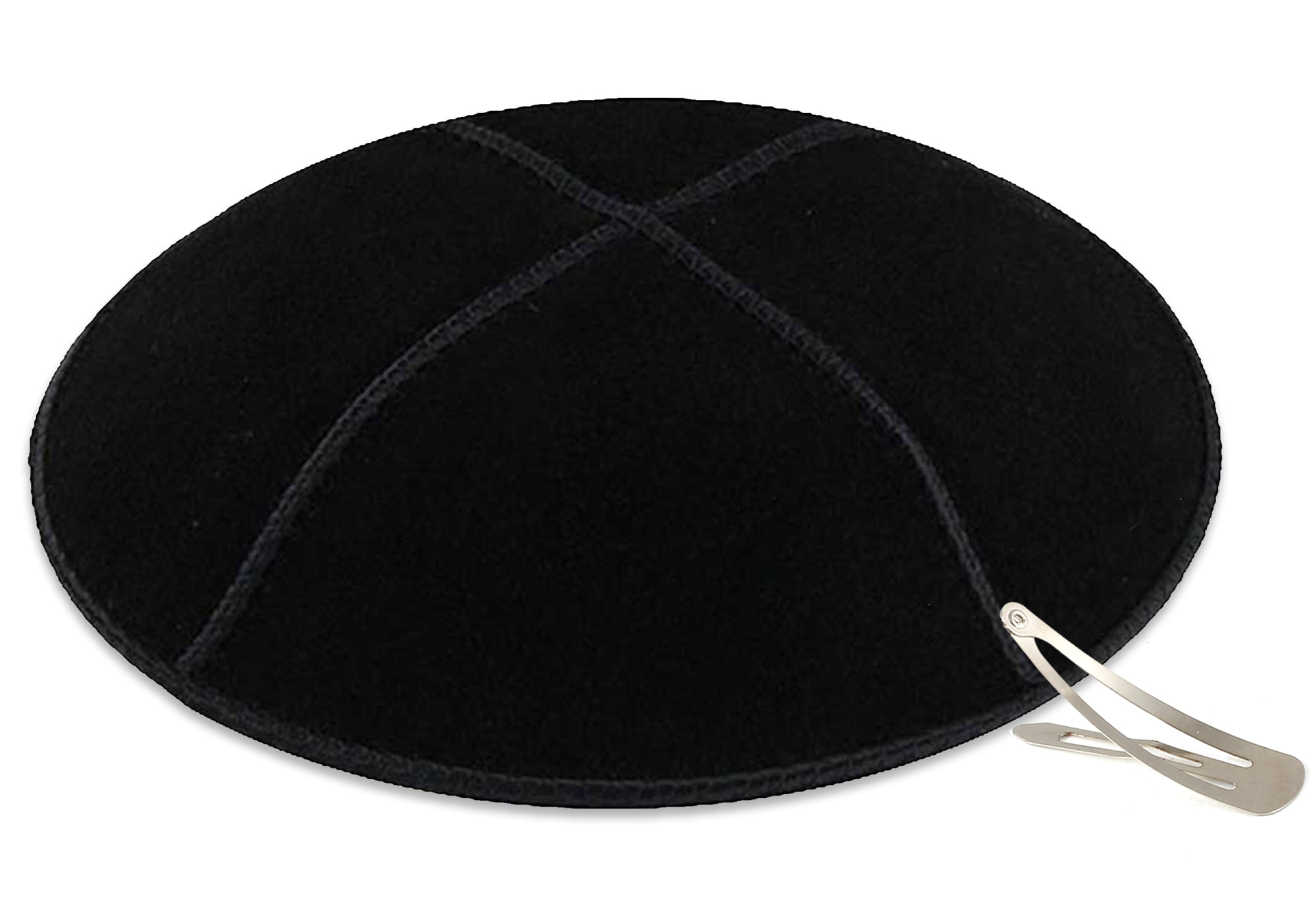 Zion Judaica Trendy Black Genuine Suede Kippah with Clip Teens & Adult ...
