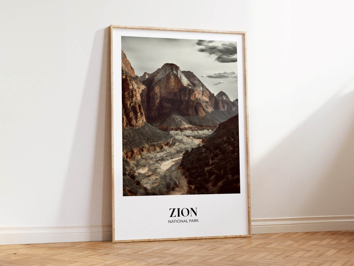 Zion National Park Poster National Park Travel Print Rustic Country ...
