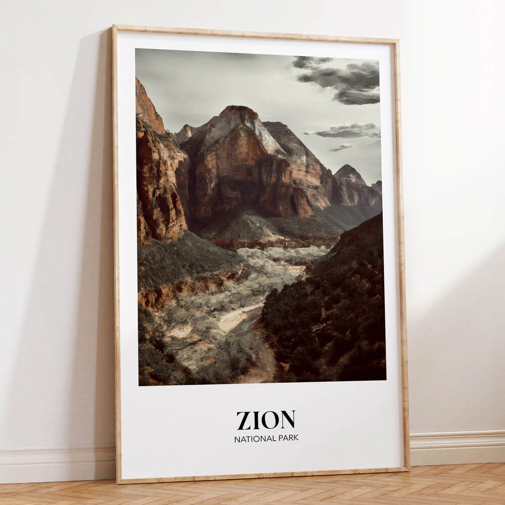 Zion National Park Poster, National Park Travel Print, Rustic Country ...