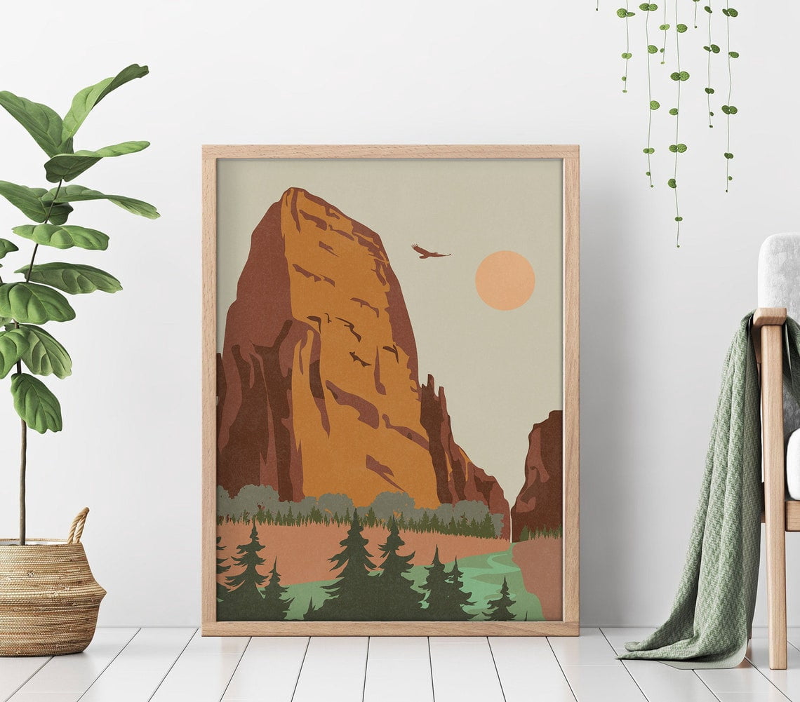 Zion National Park Poster, Vintage Travel Print Home Decor #1692, 12x18 ...