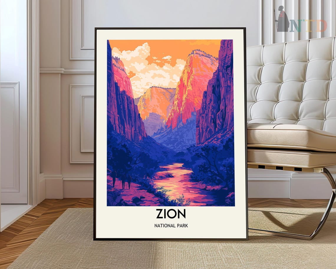 Zion National Park Poster, Zion National Parkzion National Park Print ...