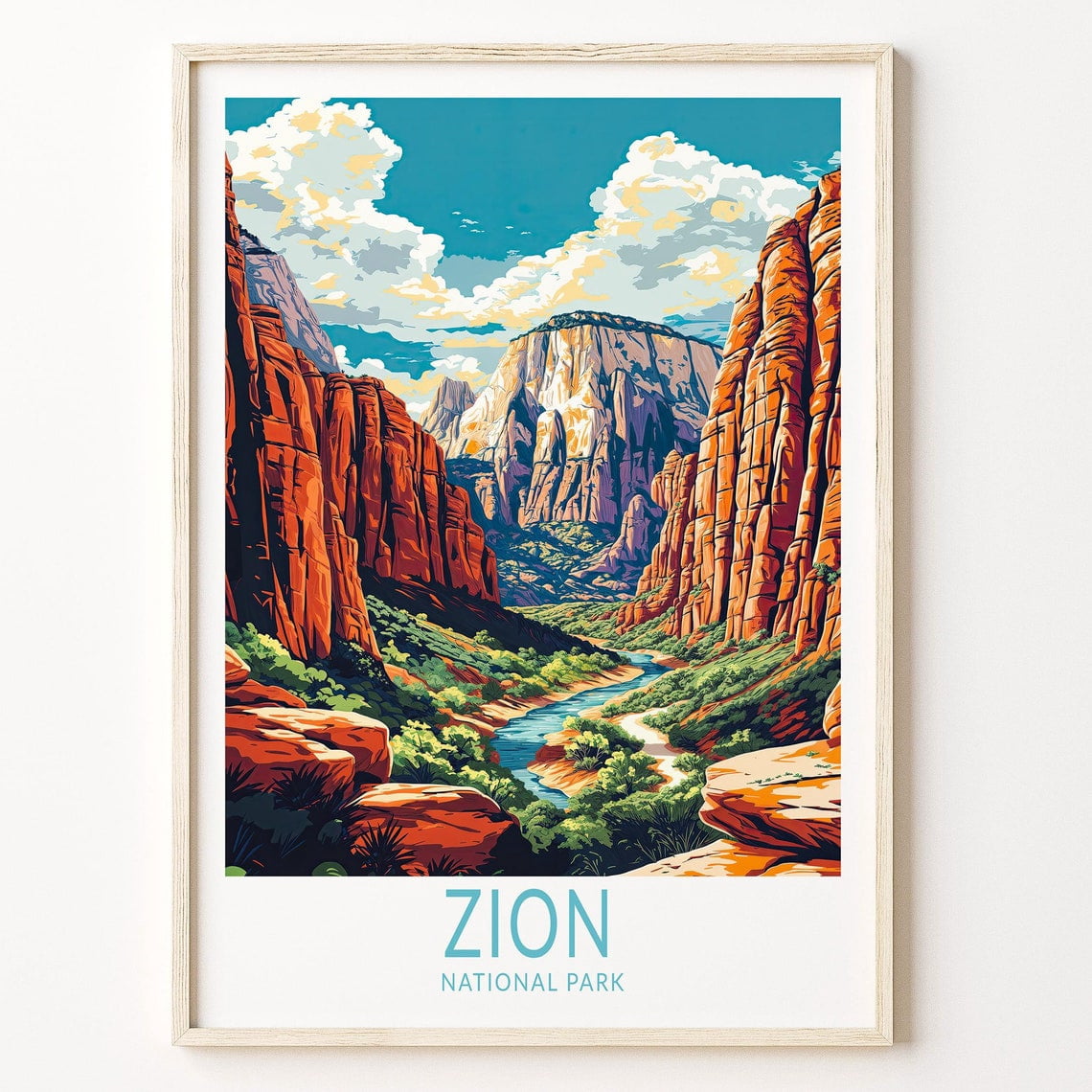 Zion National Park Travel Poster, Zion Utah Travel Wall Art, Utah ...