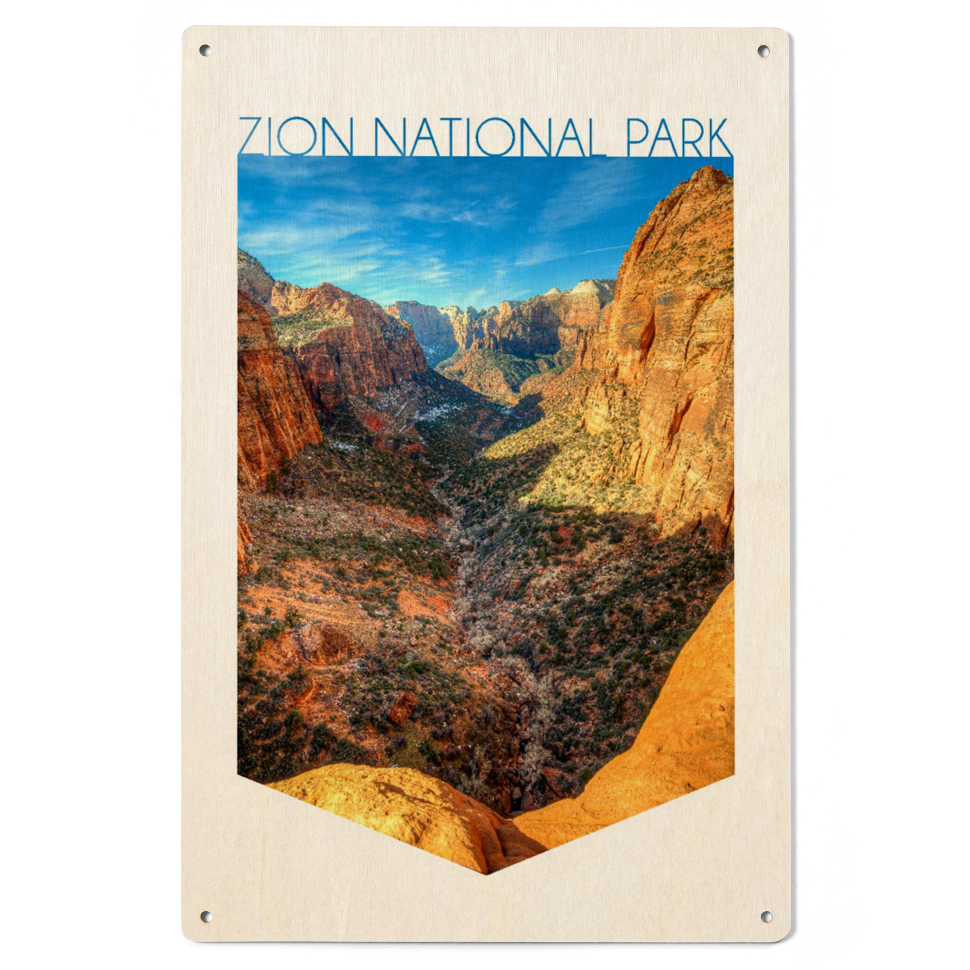 Zion National Park, Utah, Canyon and Blue Sky, Contour Birch Wood Wall ...