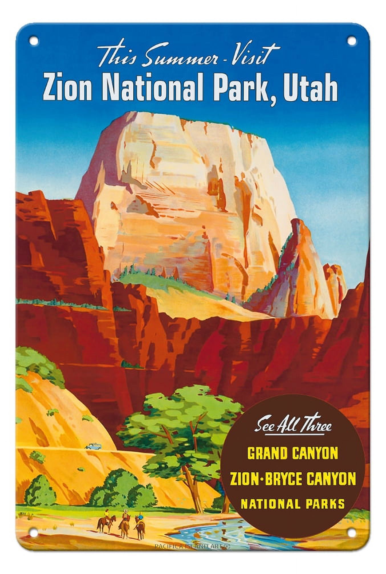 Zion National Park Utah - Great White Throne Monolith - Vintage Travel ...