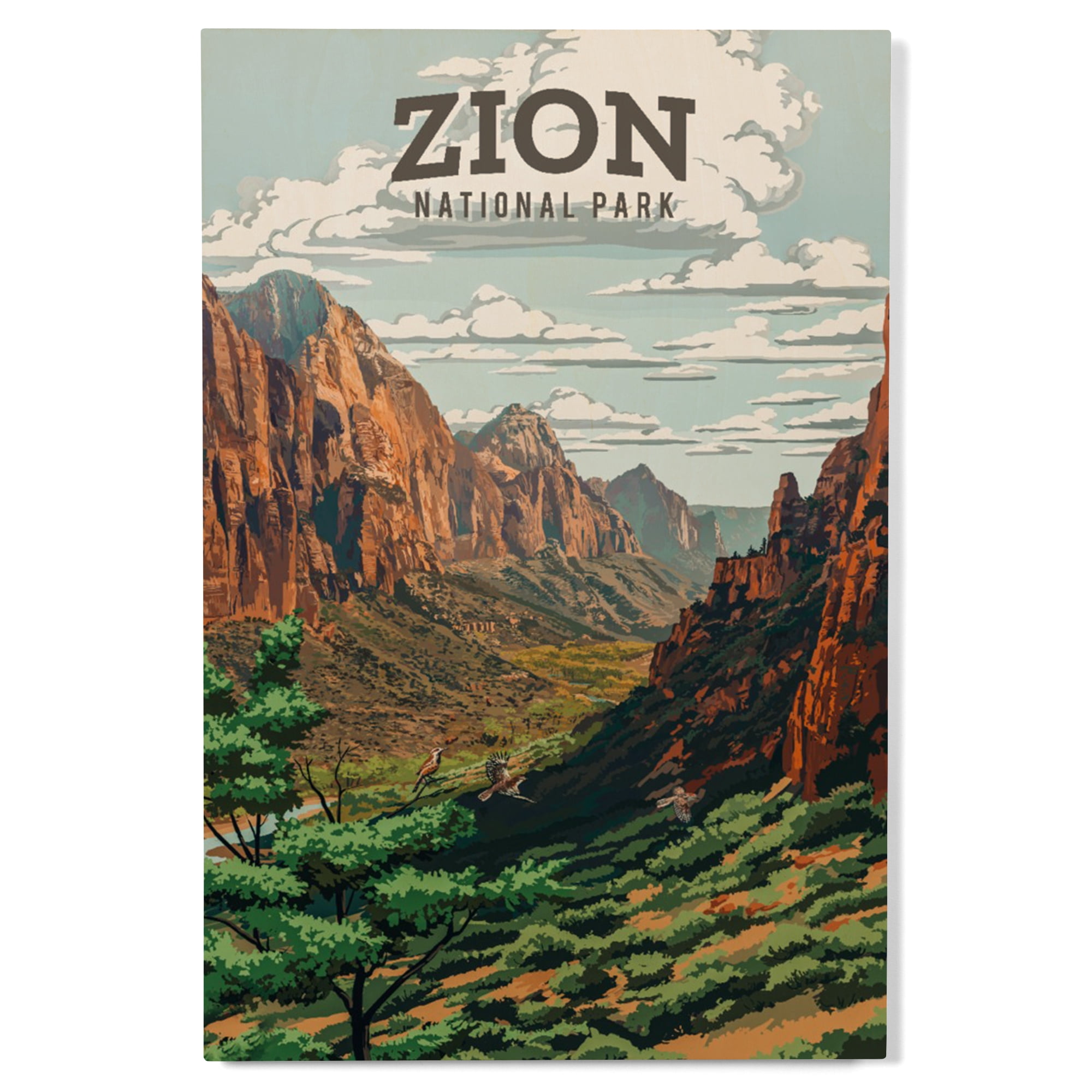 Zion National Park, Utah, Painterly National Park Series Birch Wood ...