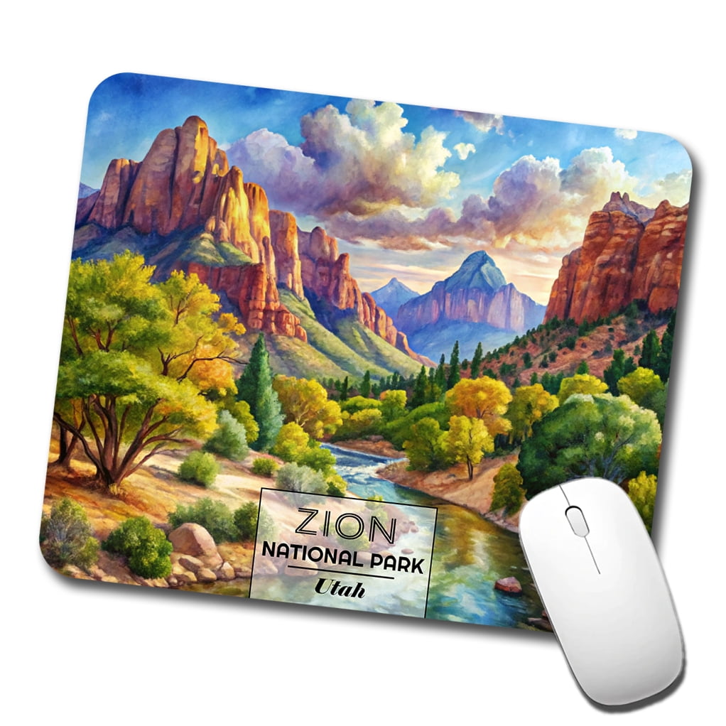 Zion National Park Utah Watercolor Mouse Pad Low Profile Gaming Mat ...