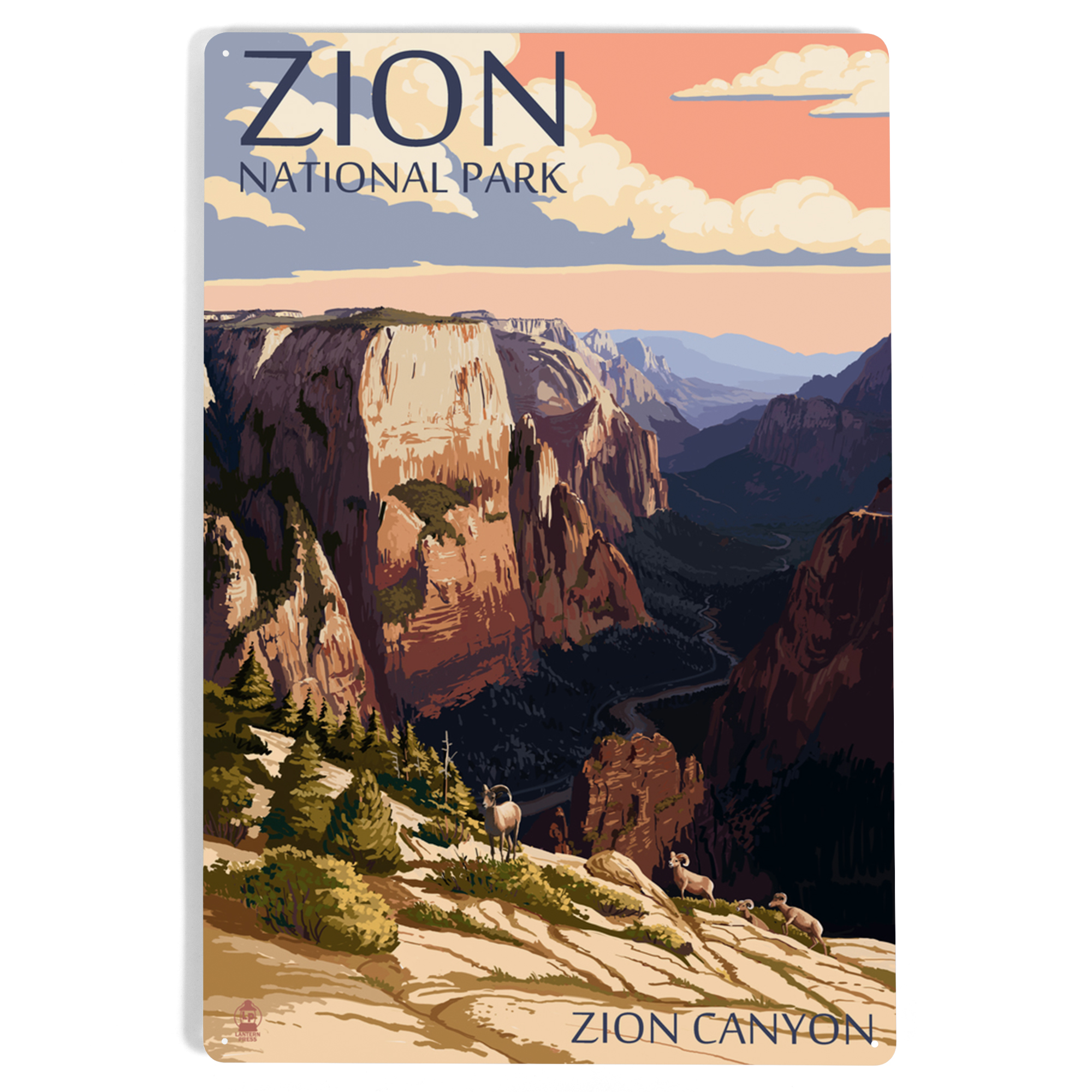 Zion National Park, Utah, Zion Canyon Sunset (12x18 Aluminum Art ...