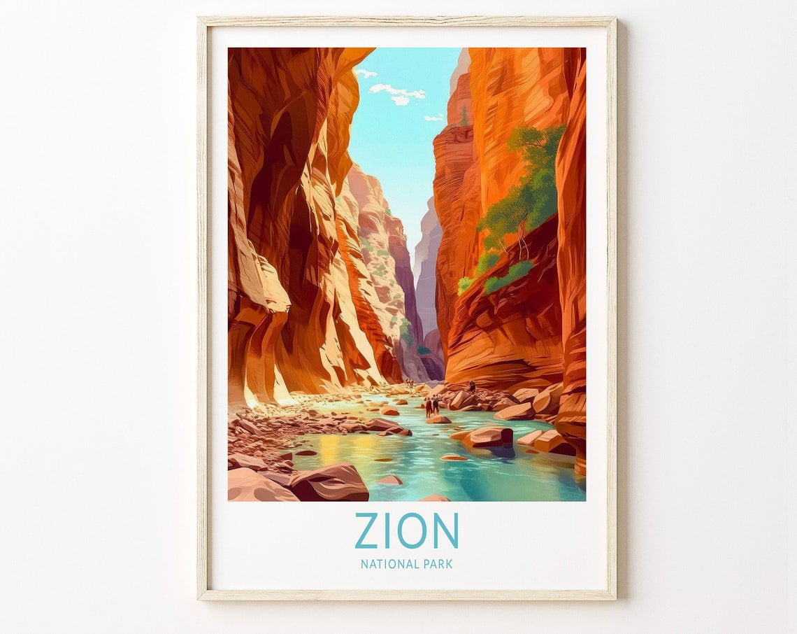 Zion Utah Travel Print Wall Art, Zion National Park Travel Poster ...