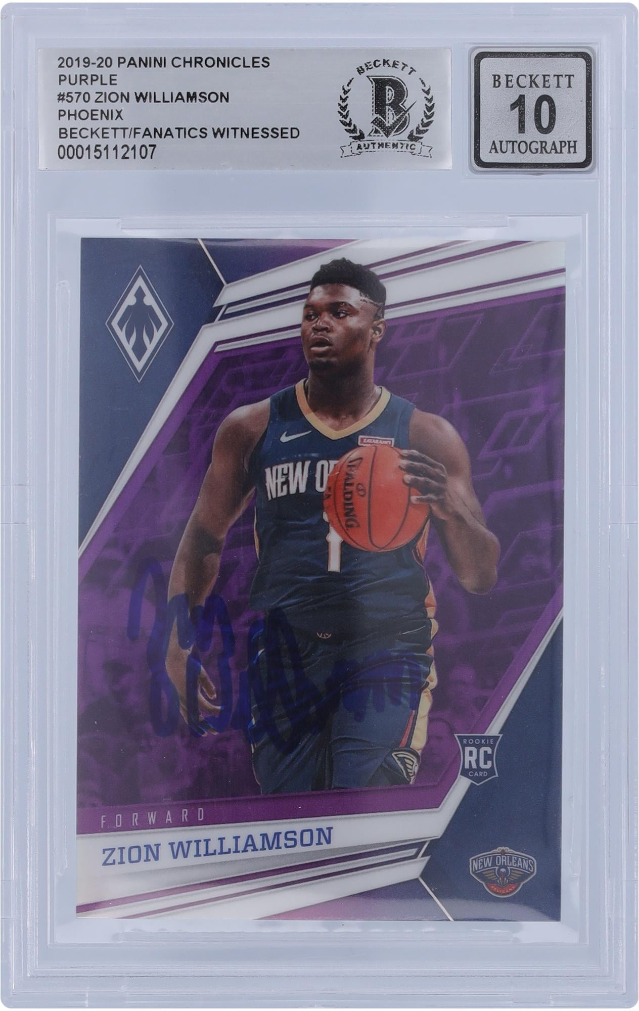 Zion Williamson New Orleans Pelicans Autographed 2019-20 Panini Phoenix ...