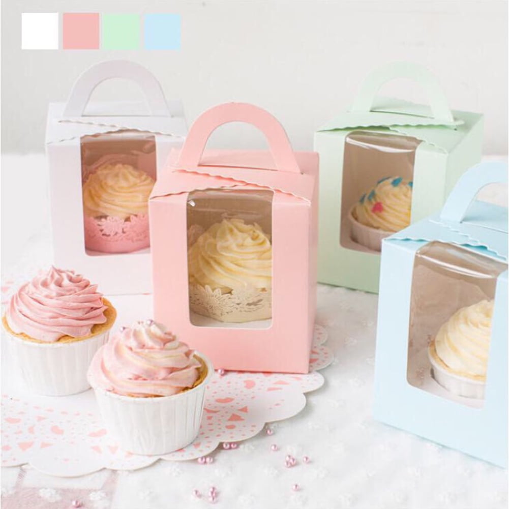 Zioy 10Pcs Clear Window Single Cupcake Boxes Muffins Pastries ...