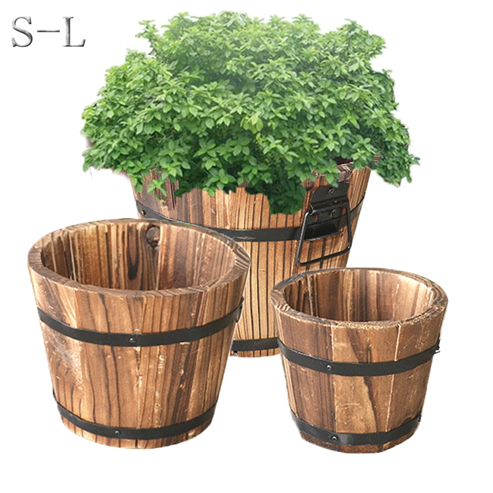 Zioy 7.48" x 5.51" x 5.91" Rustic Brown Wood Planter Box - Walmart.com
