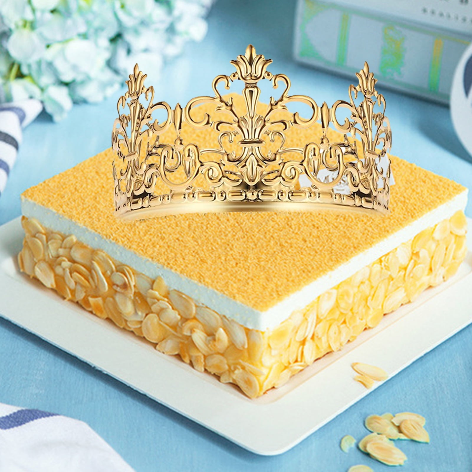 Zioy Cake Topper Realistic Looking Rust-proof Metal Crown Cake Topper ...