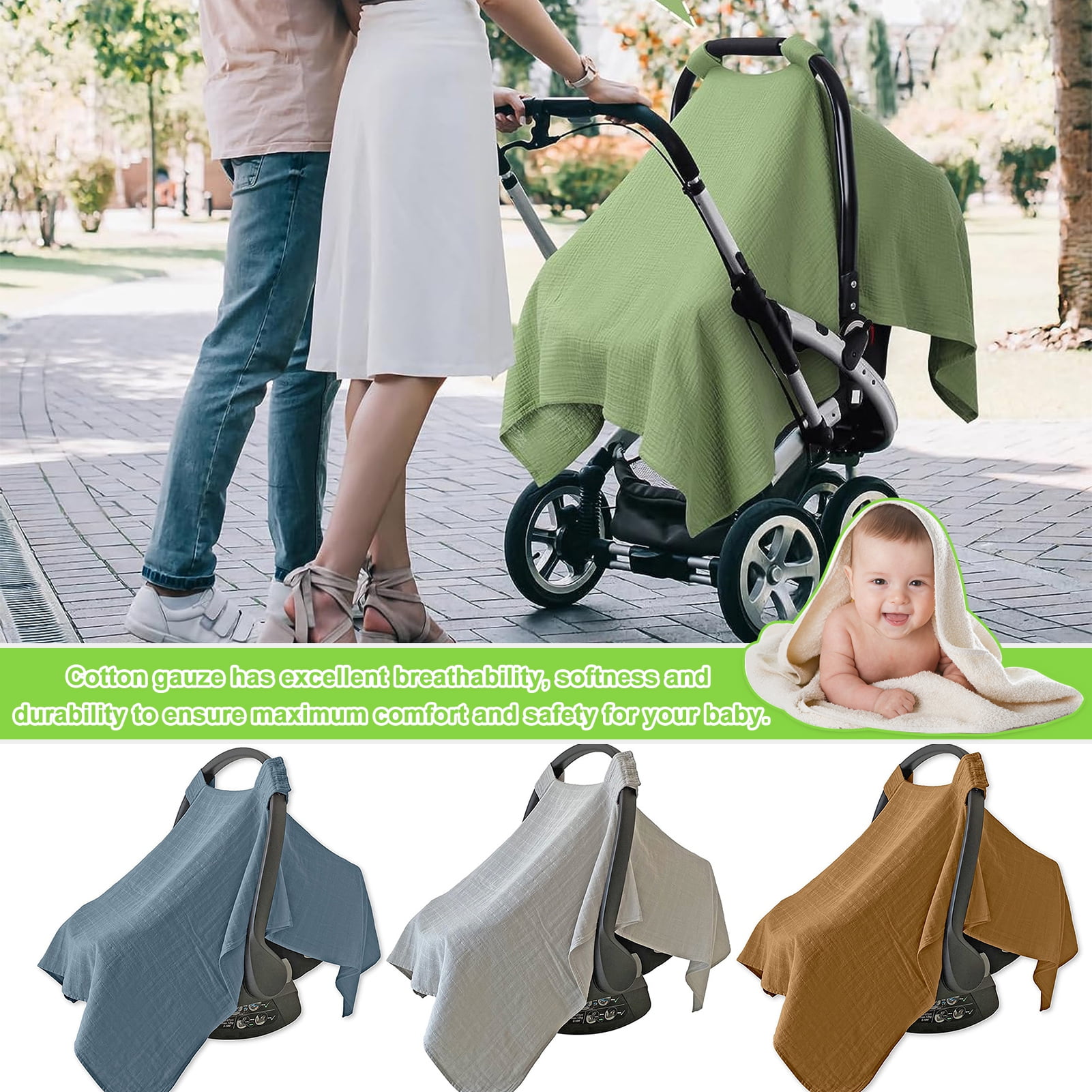 Zioy Car Seat Cover for Babies, Carseat Stroller Cover, Breathable ...