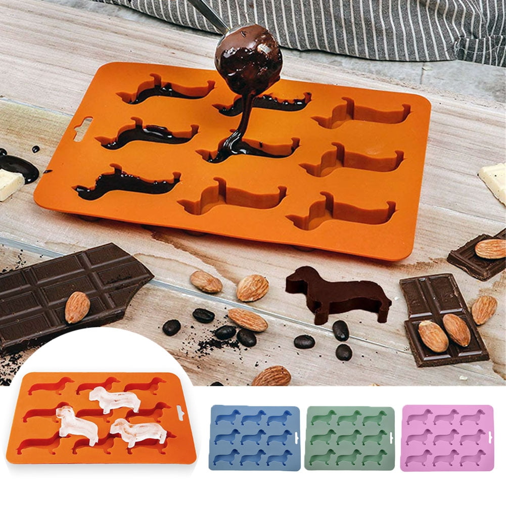 Zioy Dachshund Dog Shaped Silicone Ice Cube Molds and Tray, Soft and ...