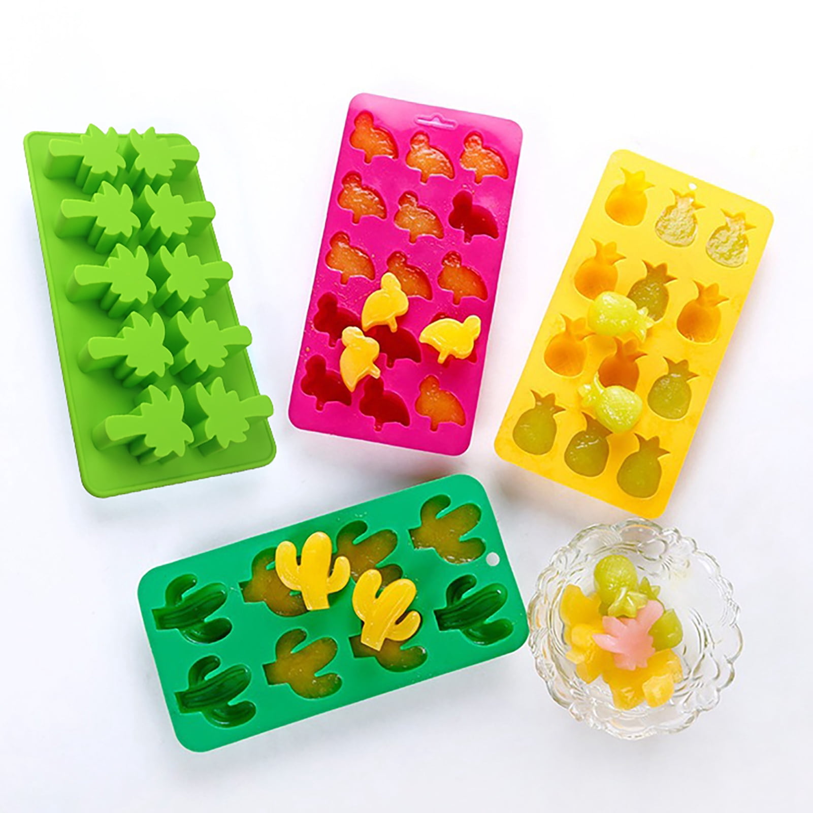 Zioy Ice Cube Tray Reusable Heat Resistant DIY Pineapple Coconut Tree ...