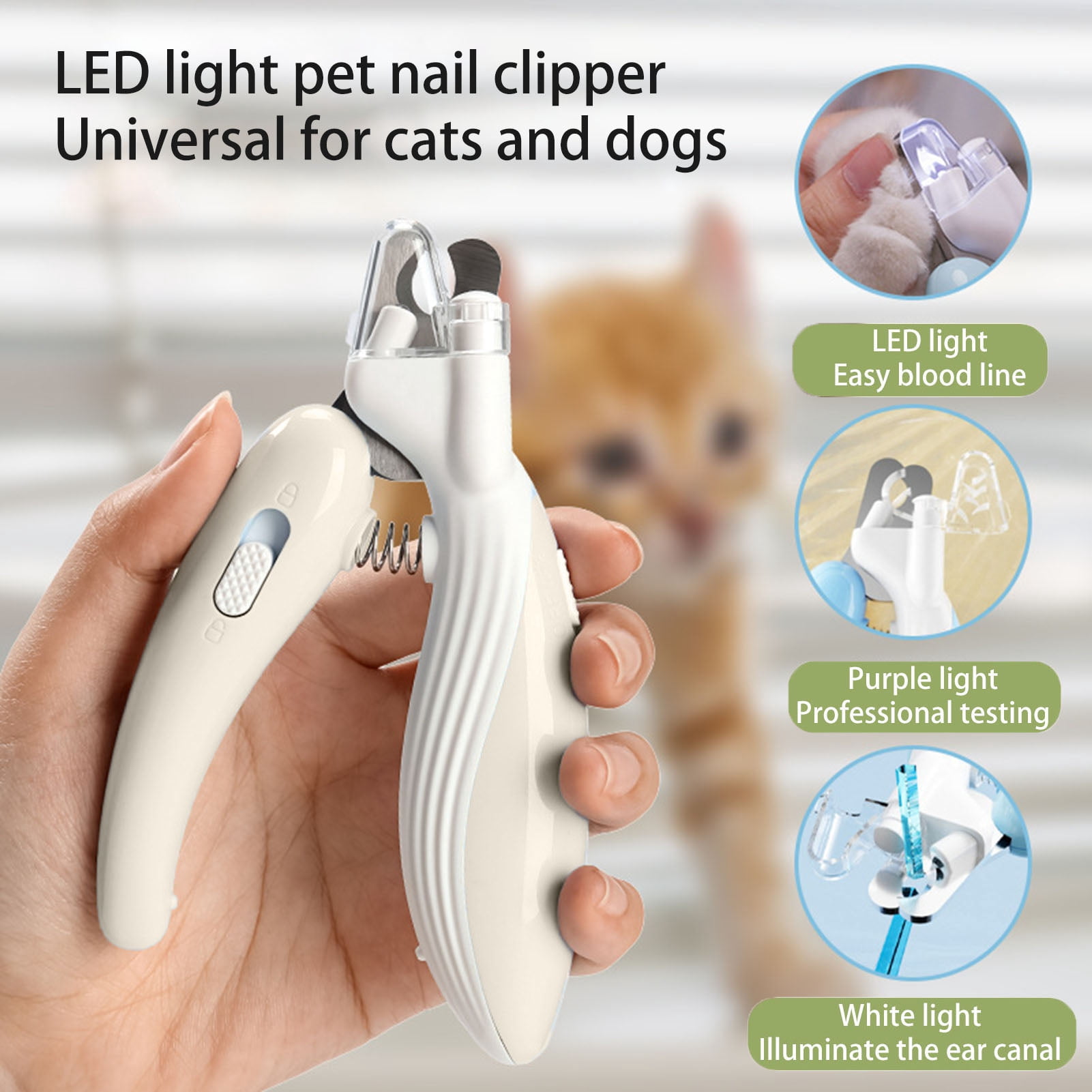 Zioy LED Pet Nail Clippers with Built-in Light Safe Easy Nail Cutting ...
