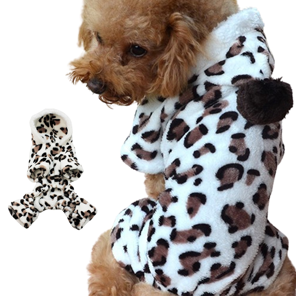 Zioy Leopard Print Faux Fur Dog Coat Pet Warm Sweater for Small Dogs ...