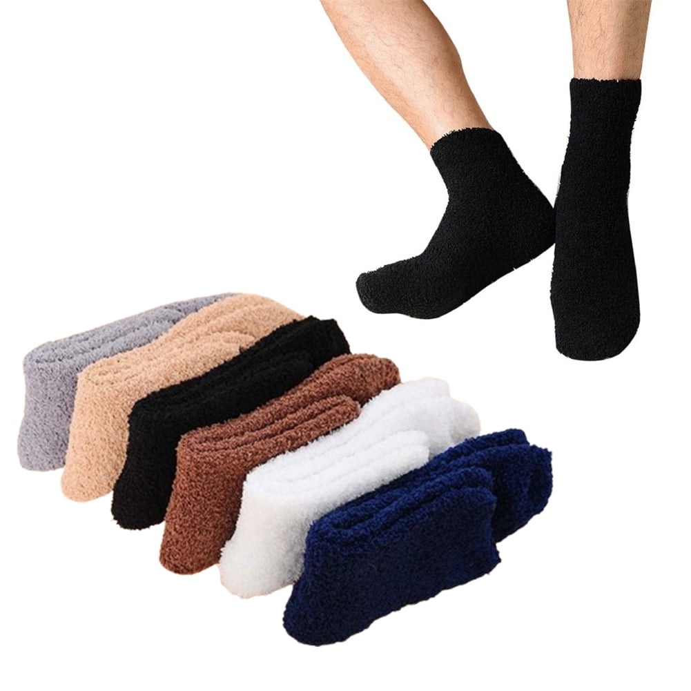 Zioy Mens Fuzzy Socks, Warm Winter Fluffy Cozy Slipper Fleece Socks for ...
