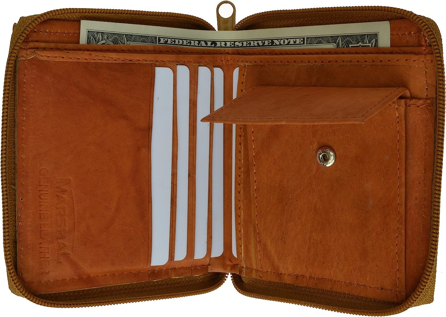 Zip Around Bifold Wallet with Snap Down Coin Purse for Men by Marshal ...