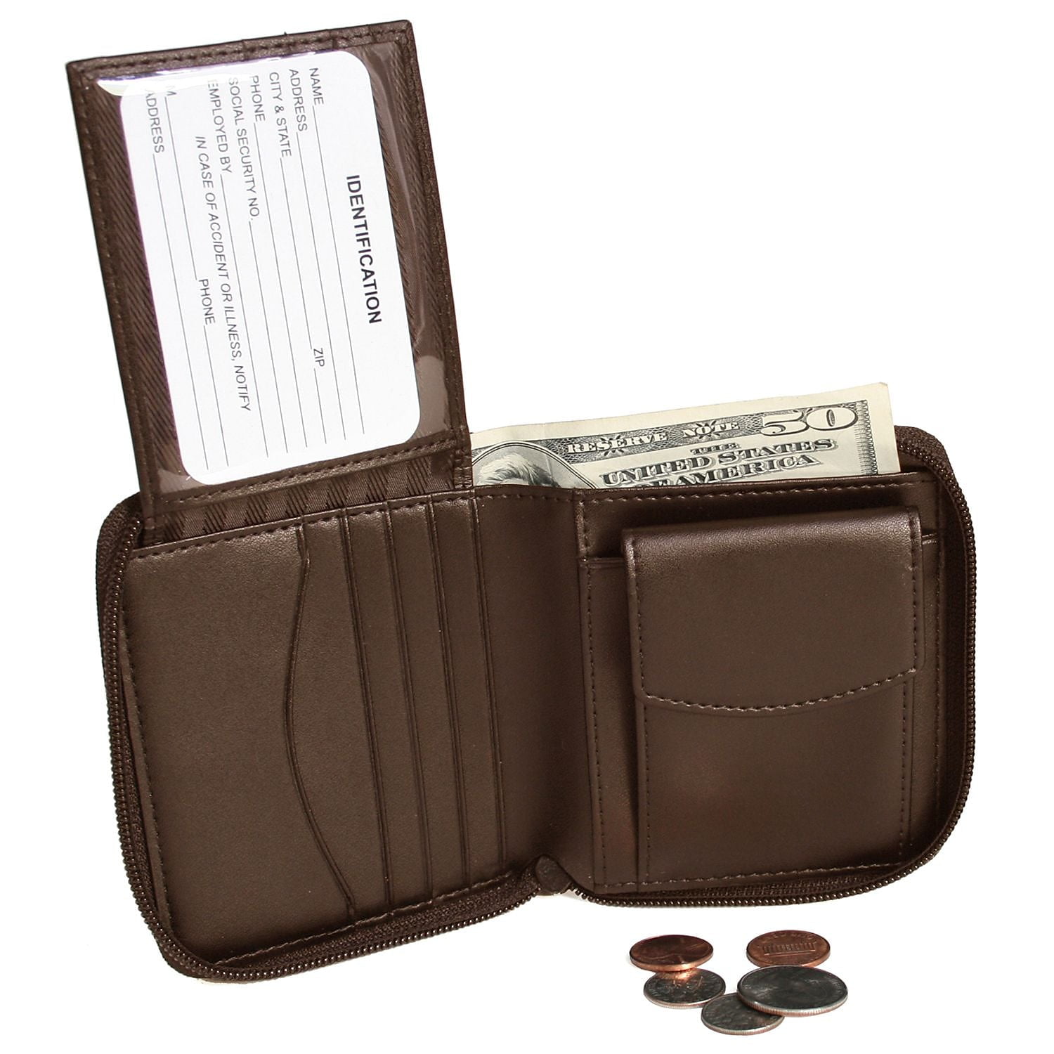 Zip Around Leather Wallet in Genuine Leather - Walmart.com