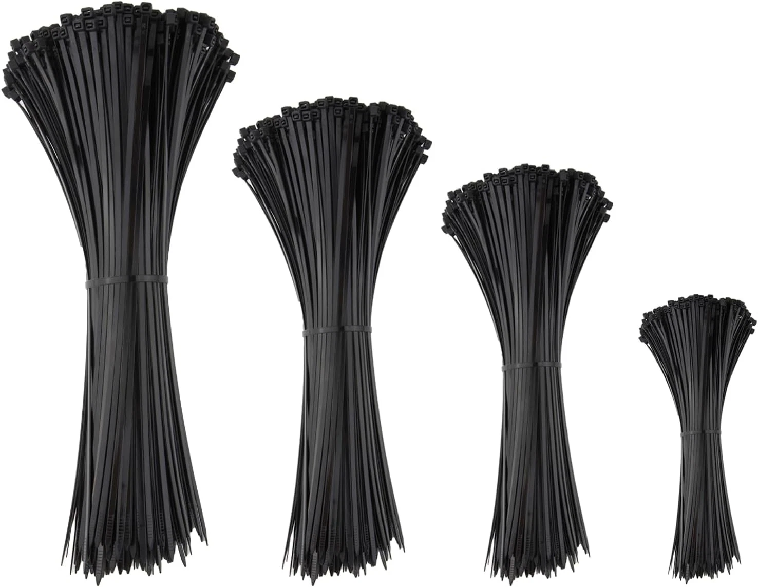 Zip Cable Ties Assorted 4+6+8+12 Inch 200 Pack Black Uv Resistant Wire ...