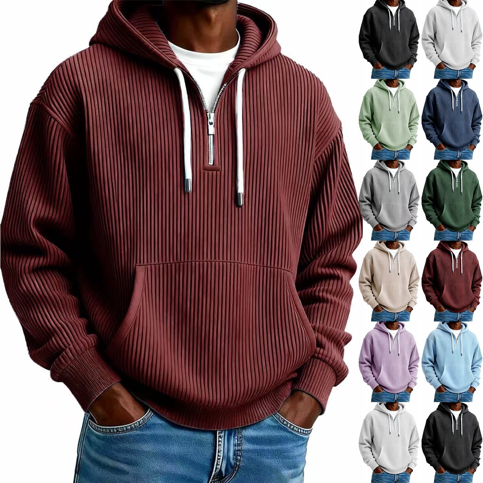 Zip Up Hoodie Men Sweatshirts for Men Hoodies - Half Zip Sweatshirt for ...