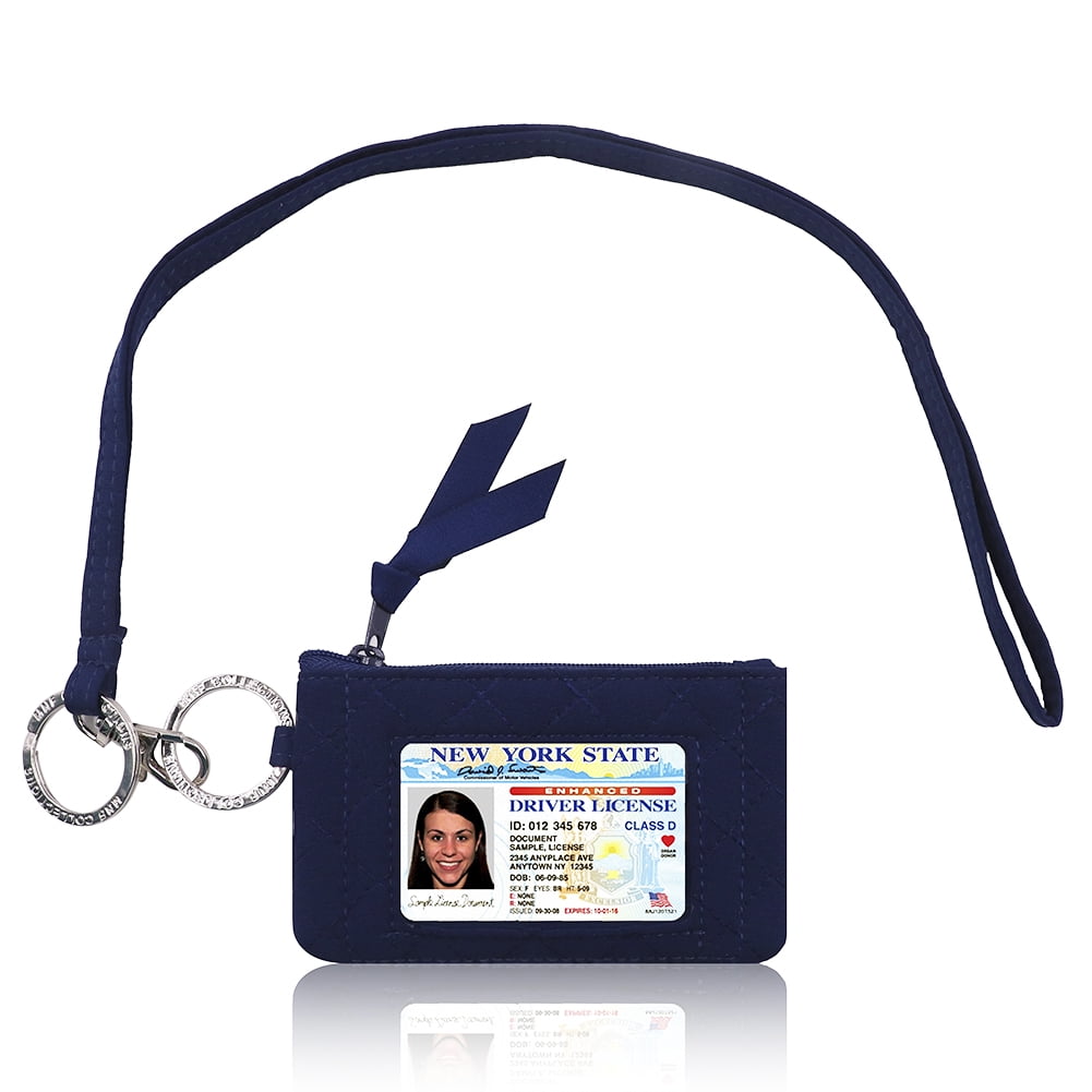 Zip ID Case with Lanyard - Badge ID Holder with Wallet for Cash, Cards ...