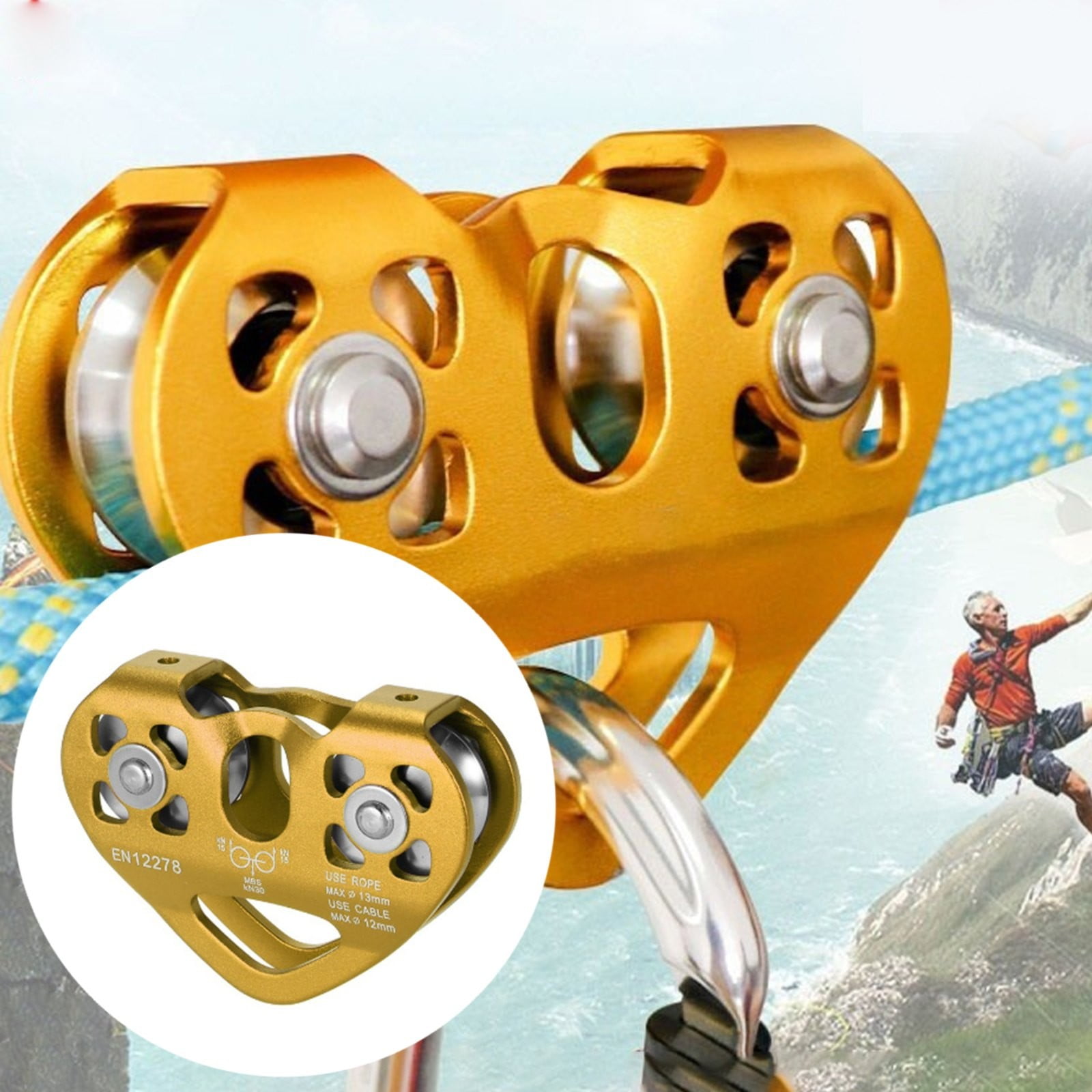 Zip Line Trolley With Auto Locking Carabiner And Handle Bar 30kN Tandem ...