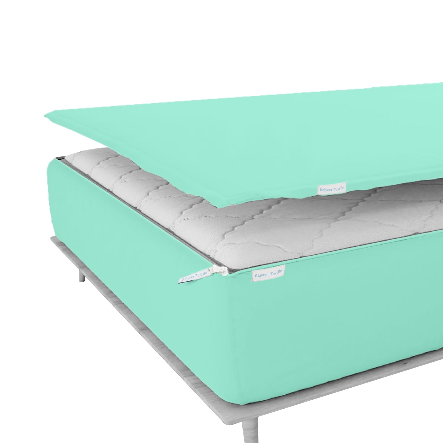 Zip On Fitted Sheet- Includes 1 Fitted Base + 2 Zip Sheet - Easy to ...